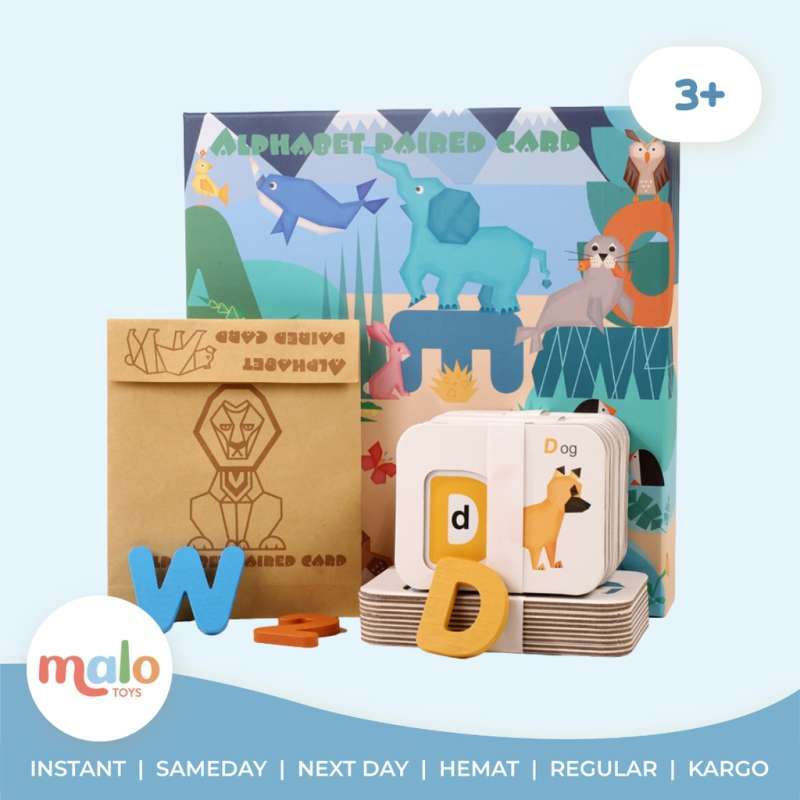 Jual Malotoys - Matching Alphabet Number Card Pairing Pair Paired Cards ...
