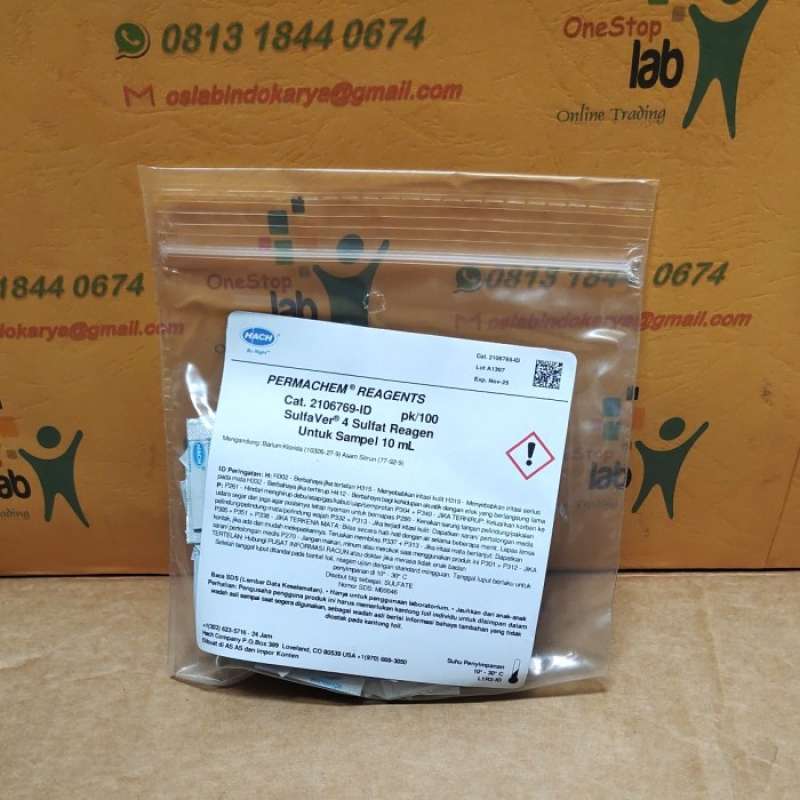 Jual HACH 21067-69 SulfaVer 4 Sulfate Reagent Powder Pillows, 10 mL, pk ...