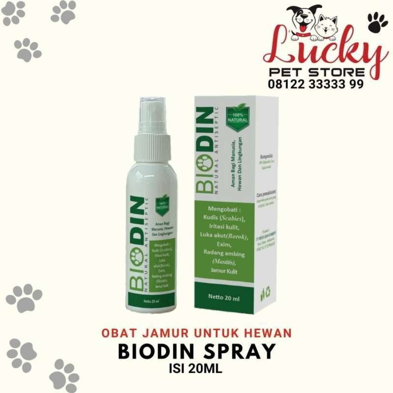 Jual biodin spray 20ml/ obat jamur scabies/ demodex anjing & kucing di ...