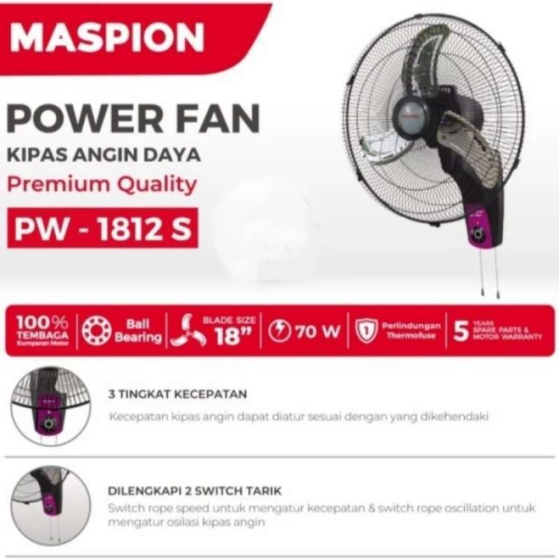 Jual Maspion Pw1812s Power Wall Fan 18 Inch Pw-1812s Kipas Angin ...