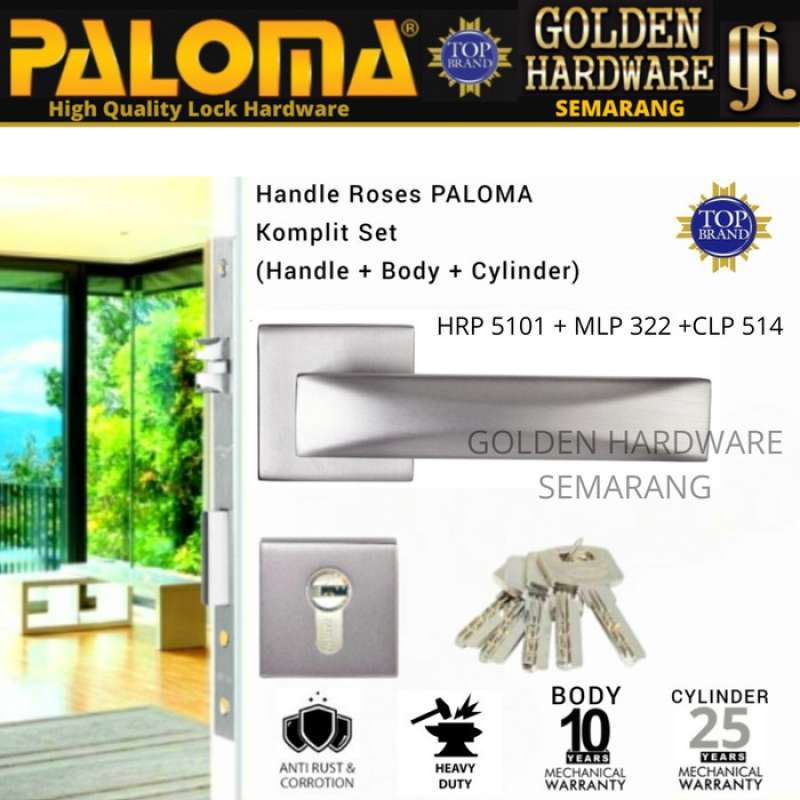 Jual PALOMA HANDLE PINTU RUMAH TARIKAN GAGANG KUNCI PINTU SET KOMPLIT ...