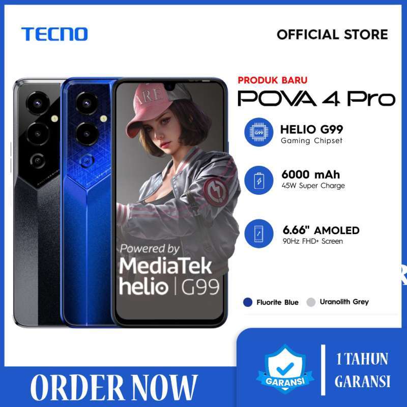Jual TECNO POVA 4 Pro 8GB*/128GB [Helio G99, 6.66 FHD+ AMOLED 90Hz, NFC, 6000mAh 45W Flash ...
