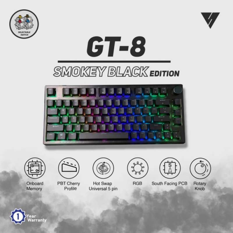 Jual VortexSeries GT-8 Wireless Smokey Black Mechanical - Gaming ...
