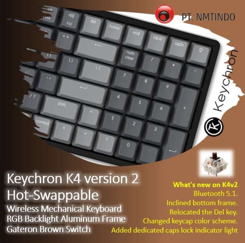 Jual Keychron K4 v2 Hot Swappable Brown Switch RGB Backlight Aluminum ...