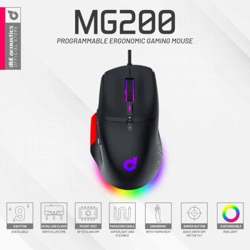 Jual dbE MG200 Ergonomic - MG-200 Gaming Mouse di Seller Clover Gaming ...