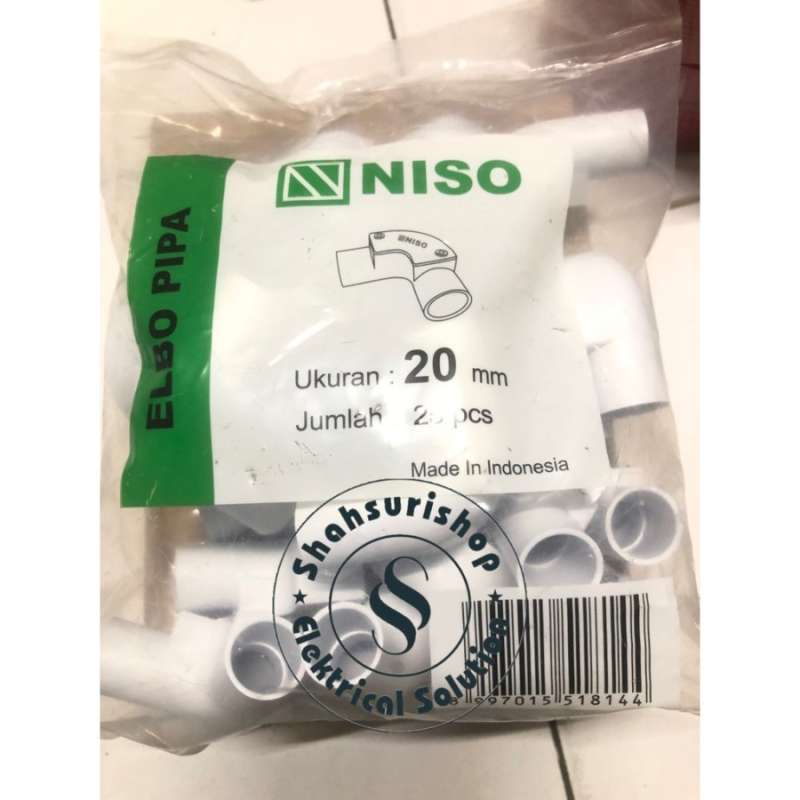 Jual L Bow Niso Knee Niso 20 Mm Elbow Knee Baut Siku Pipa Pvc 20mm Pack ...