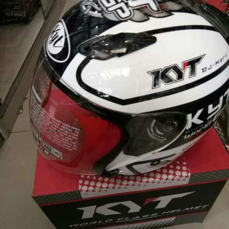 Promo HELM KYT DJ MARU MOTIF GP PUTIH LIS HITAM Diskon 10% di Seller ...