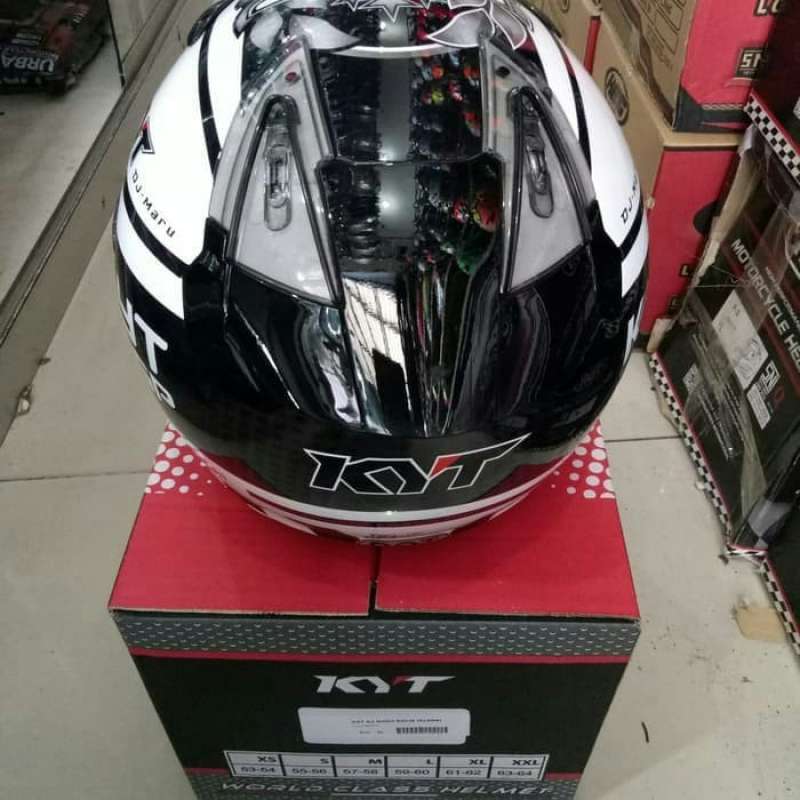 Promo HELM KYT DJ MARU MOTIF GP PUTIH LIS HITAM Diskon 10% di Seller ...