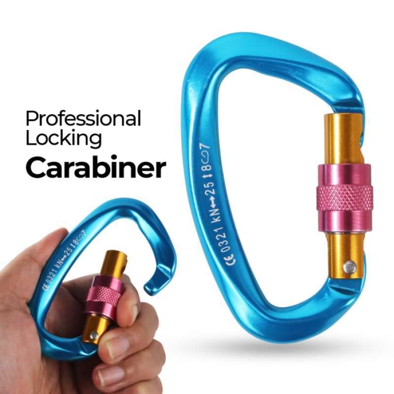 Promo Karabiner Aluminium Professional Heavy Duty Locking - Biru Diskon ...