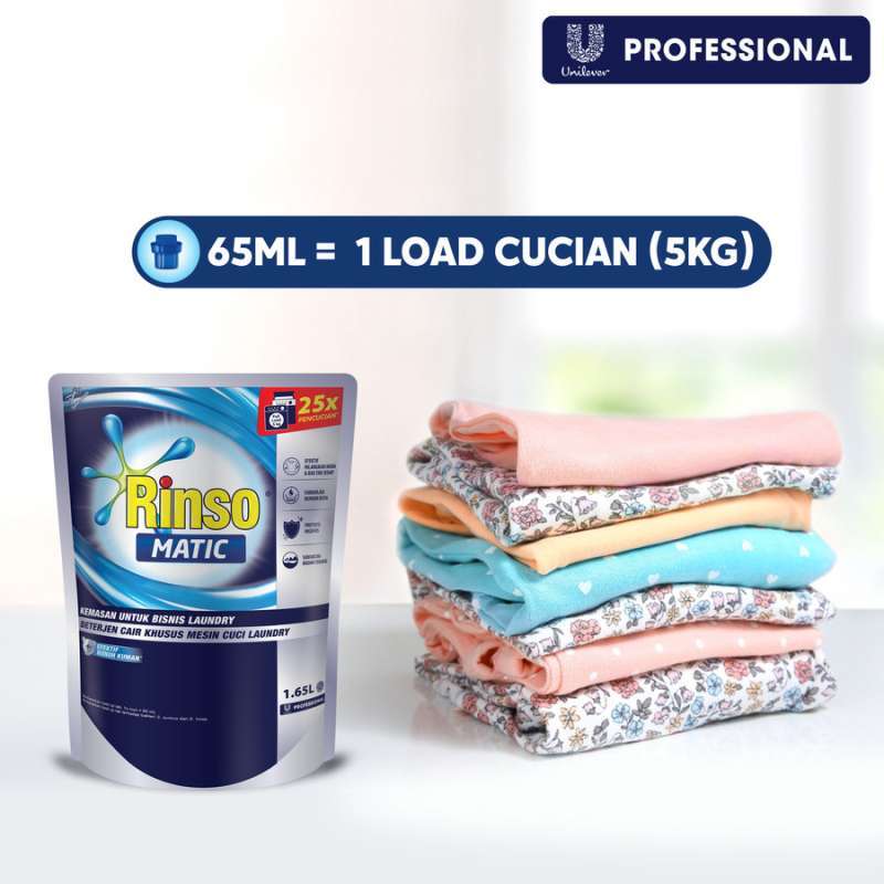 Jual Rinso Matic Professional Deterjen Laundry Cair Pouch 1.65 L Di ...