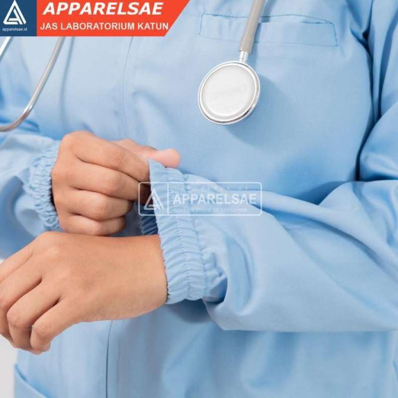 Jual Jas Lab warna Jas Laboratorium Warna Biru Lengan Panjang Karet di ...