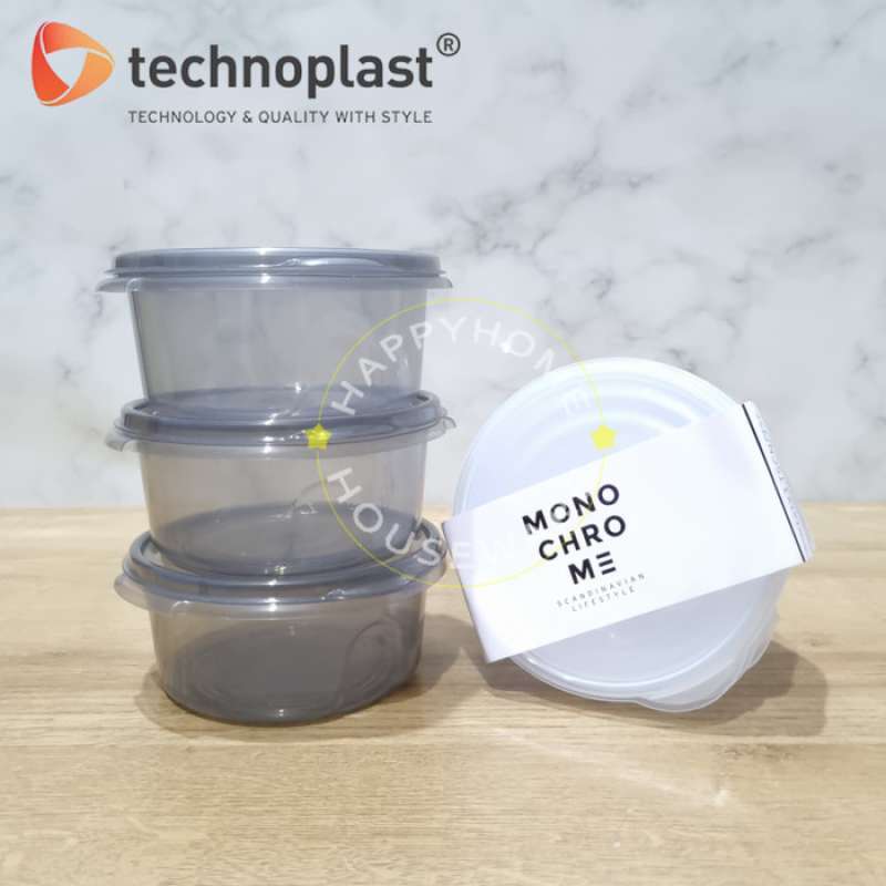 Promo Technoplast Monochrome Azumi Round Set Of 3pcs 600ml | Sealware ...