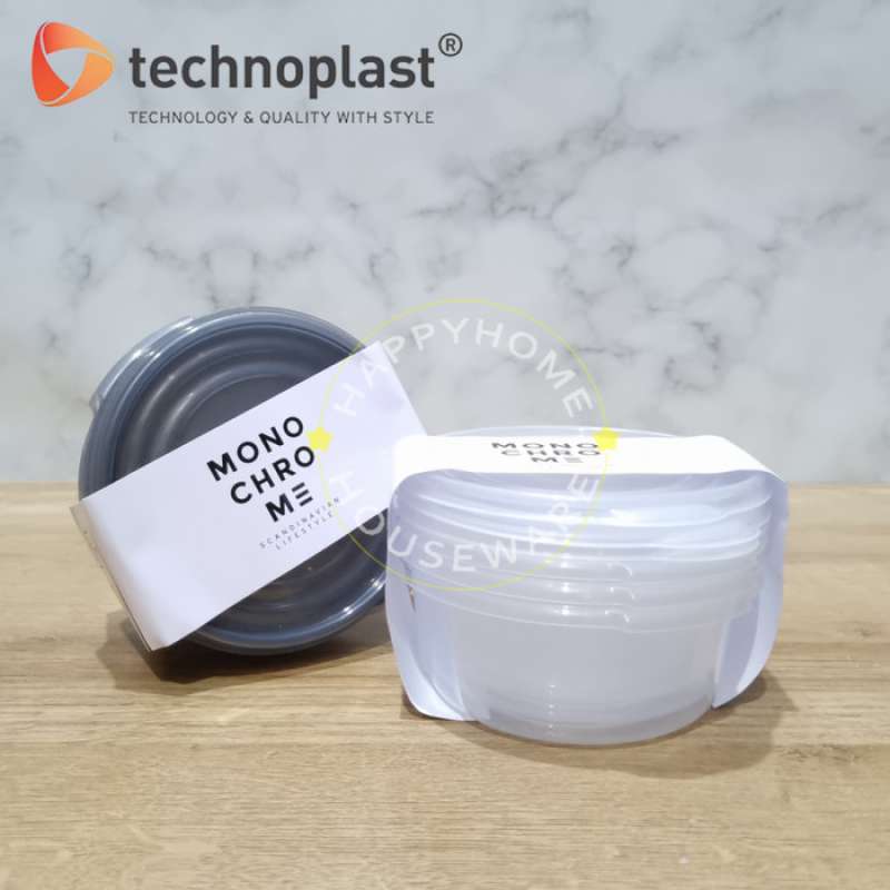 Promo Technoplast Monochrome Azumi Round Set Of 3pcs 600ml | Sealware ...