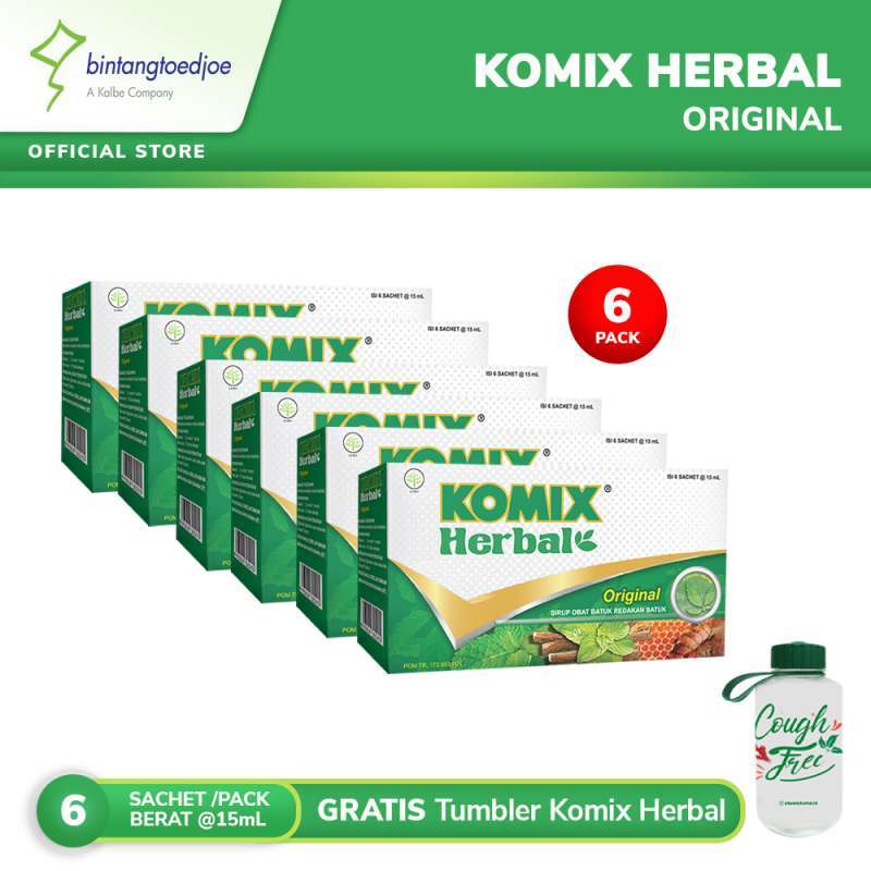 Promo Komix Herbal Original Sachet 6 Pack (36 Sachet) Tumbler Komix ...