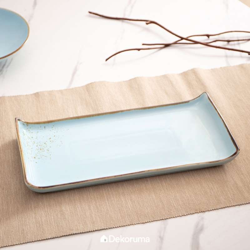 Promo Dekoruma Nature BBQ Platter 33.2cm Light Blue / Piring Saji ...