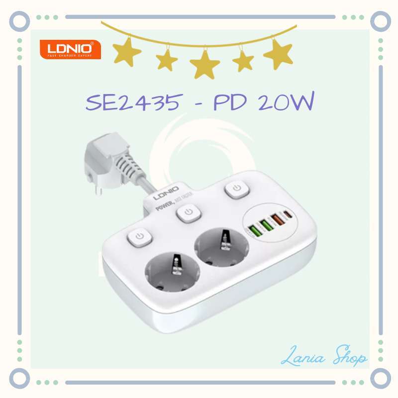 Jual LDNIO SE2435 - Colokan Listrik 2 Lubang dengan USB-A dan USB-C PD ...