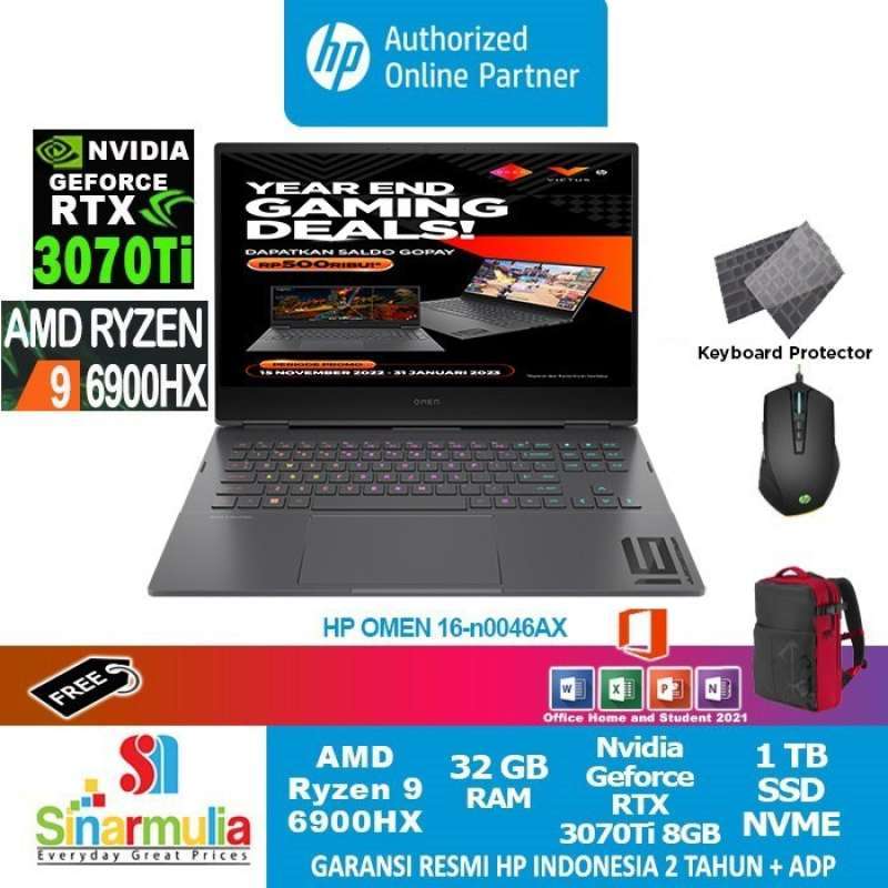 Promo HP OMEN 16-n0046AX Ryzen 9 6900HX RTX3070Ti 1TB SSD 32GB Win11 ...
