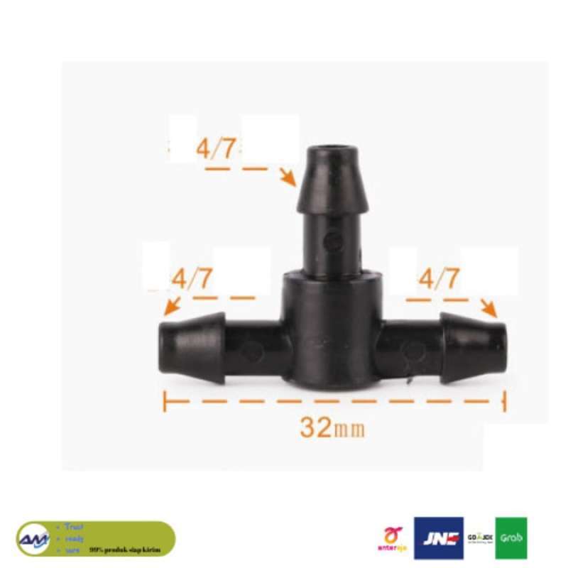 Promo Jual Sambungan T Konektor tee Selang Irigasi hidroponik 4/7 60CC ...