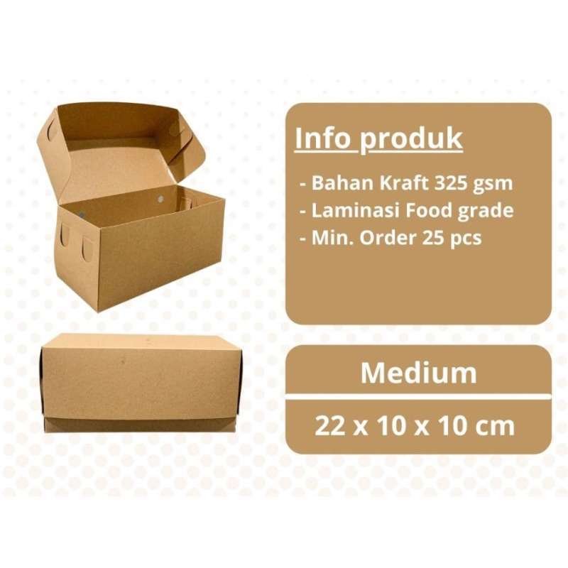 Jual Box kotak bolu gulung size M bomboloni 22x10x10 kraft laminasi 10 ...