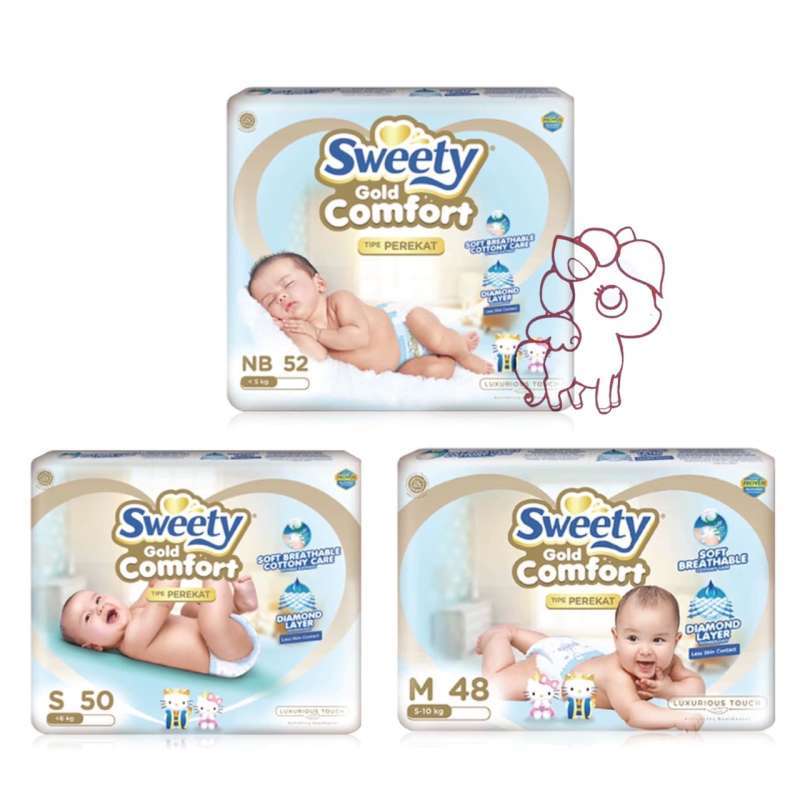 Jual Sweety Comfort Gold Perekat Popok Bayi [size M/ 48 Pcs] Di Seller ...