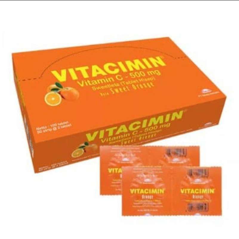 Jual Vitacimin Vitamin C 500 mg Rasa Sweet Orange [50 Strip/ 100 Tablet ...