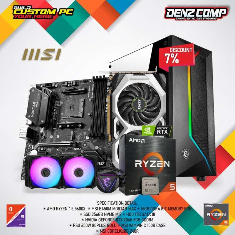 Jual MSI GAMING PC - AMD RYZEN 5 5600X (RTX2060) RAM 16GB SSD 256GB HDD 1TB di Seller DENZCOMP ...
