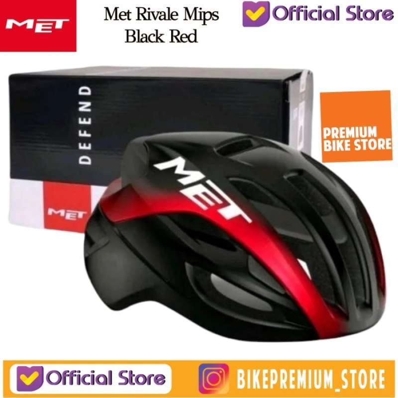 Jual Helm Sepeda Helmet Original Met Rivale Mips 2021 Road Black Red Di