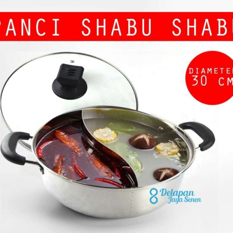 Jual Panci Shabu Shabu Stainless 30cm/ Panci Shabu Sekat 2/ Shabu Shabu ...