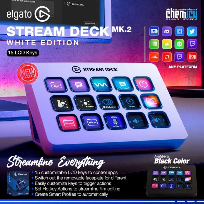 Jual Elgato Stream Deck MK.2 15 LCD Keys Live Controller - Putih di ...