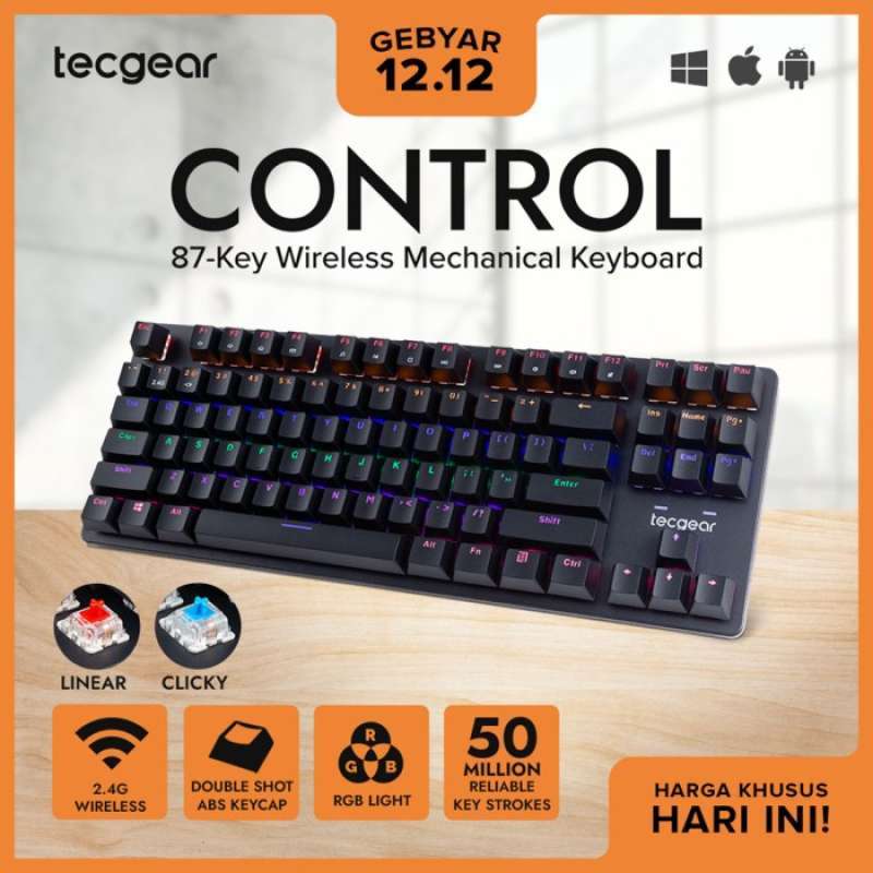 Promo Wireless Keyboard RGB Mechanical 87 Tenkeyless - Tecgear Control ...