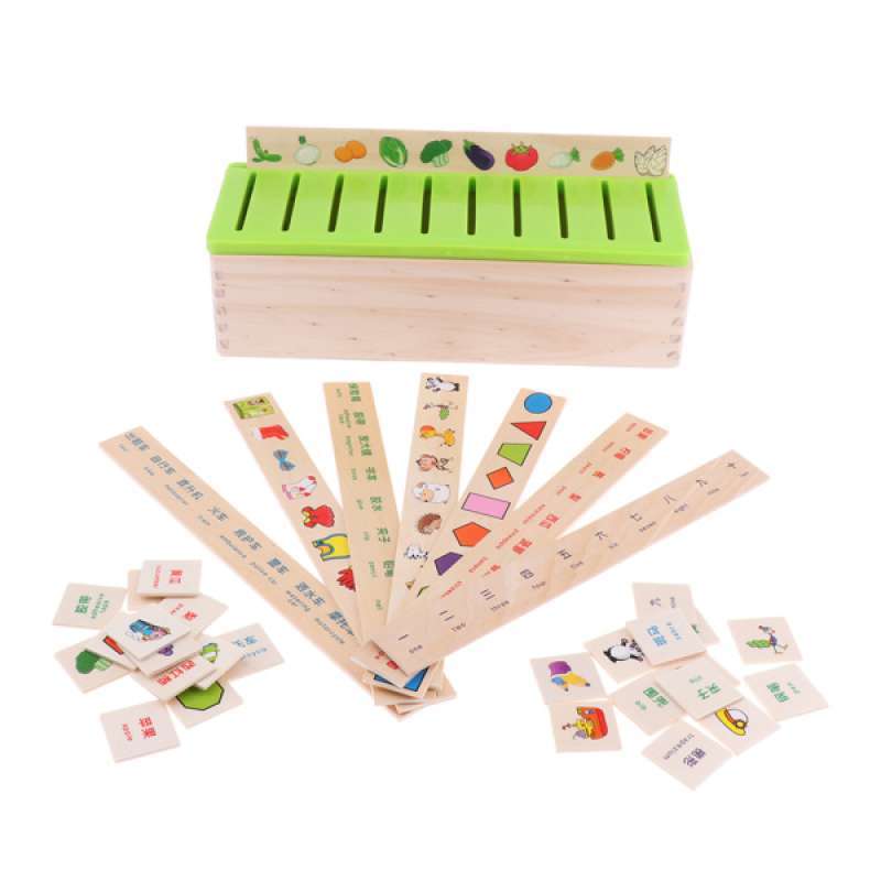 Promo Wooden Knowledge Classification Matching Boxes Montessori Toy for ...