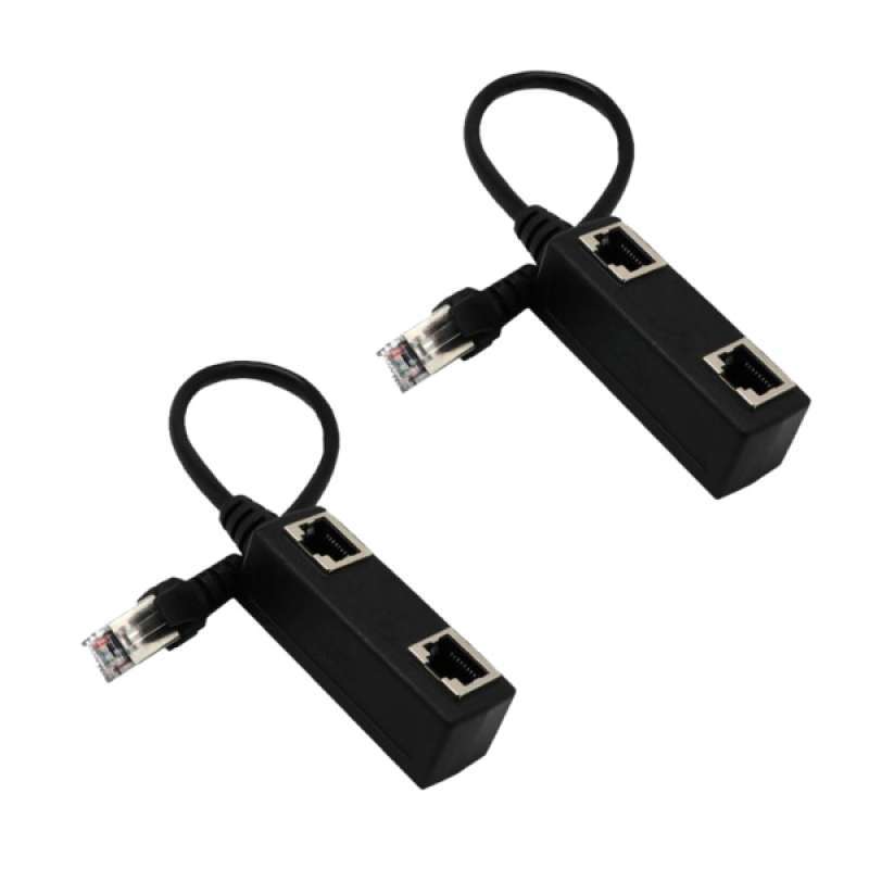 Jual 2pcs 1 To 2 Lan Ethernet Network Rj45 Plug Connector Splitter ...