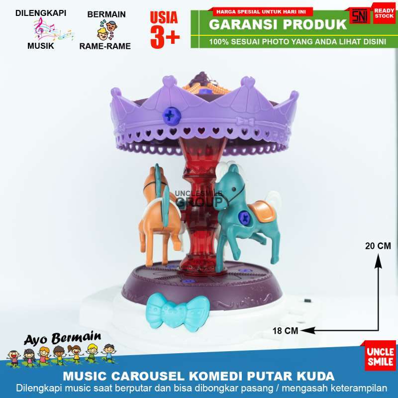 Jual Kotak Musik Kuda Musical Box Carousel Komedi putar lucu dan unik ...
