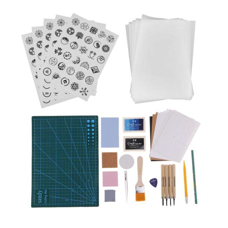 Jual Hand Carve Rubber Stamp Tool Kit Rubber Carving Block/carving ...