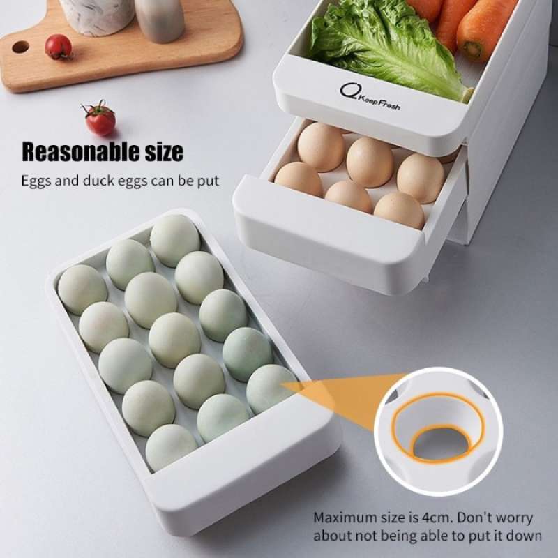 Jual Rak Telur 2 Susun Laci Kotak Telur 2 Tingkat Isi 30 Telur Warna ...