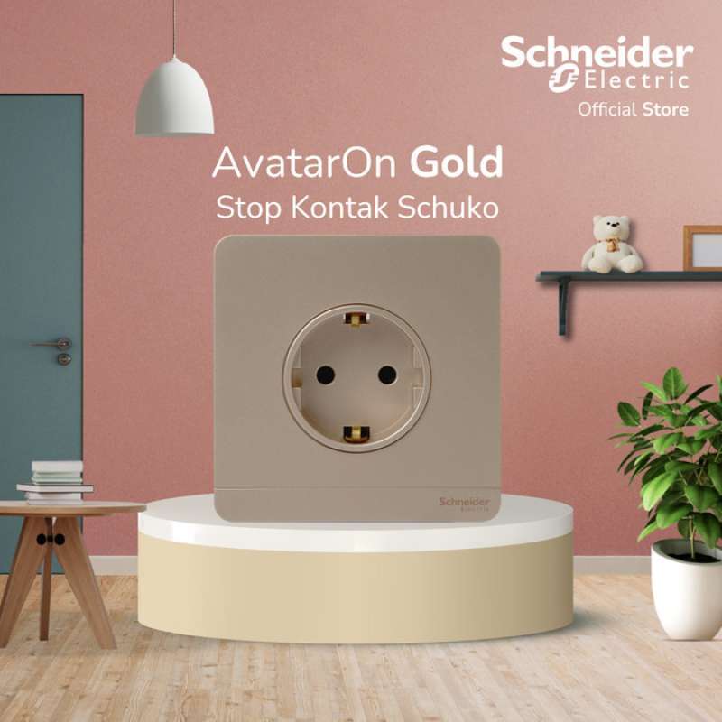 Promo Schneider Electric Avataron Stop Kontak Schuko - Gold Diskon 17% ...