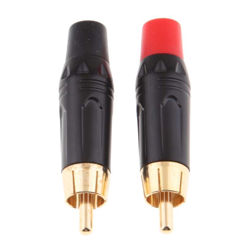 Jual 2x Rca Male Connector Gold Plated Rca Plug Socket Audio Speaker ...