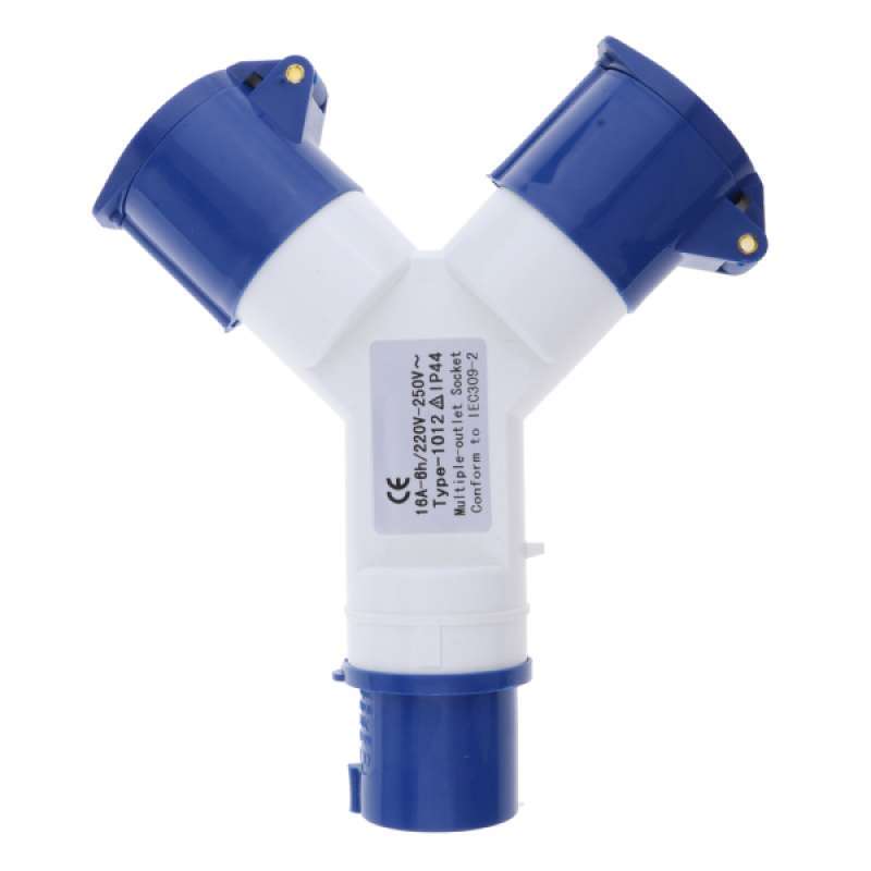 Jual 1x 16A Plug Socket 2 Way Splitter 220V 3 Pin Waterproof Electrical ...