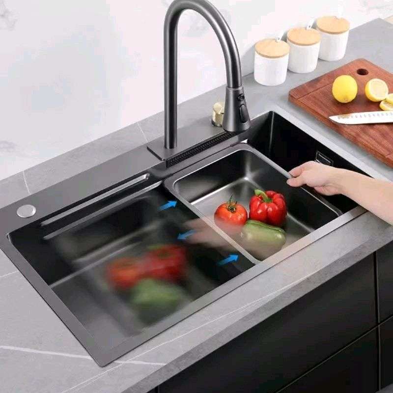 Promo Kitchen Sink Modern 7546 Black Stainless 304 / Bak Cuci Piring ...