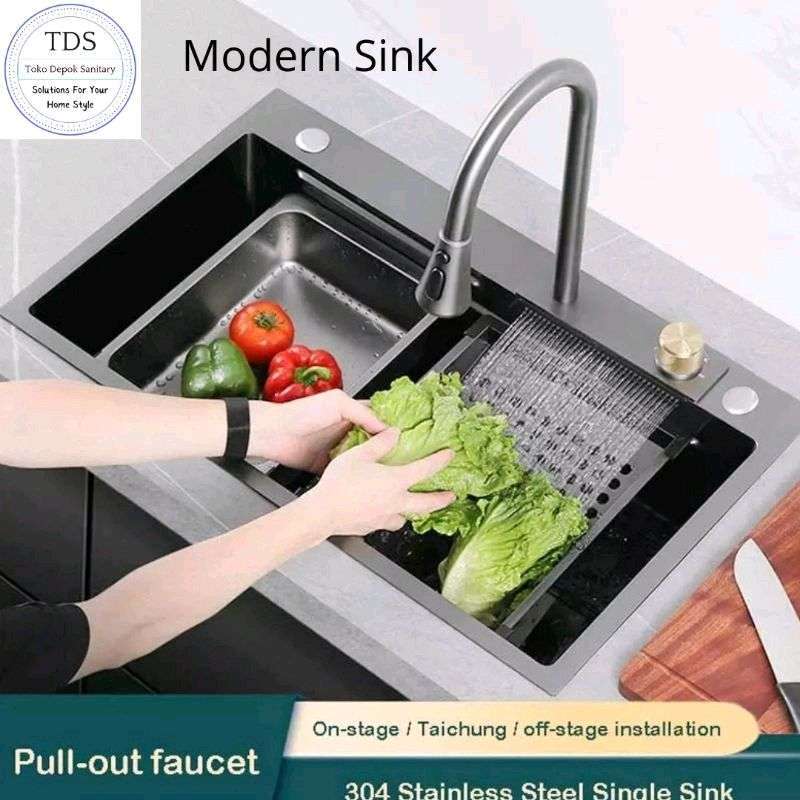 Promo Kitchen Sink Modern 7546 Black Stainless 304 / Bak Cuci Piring ...