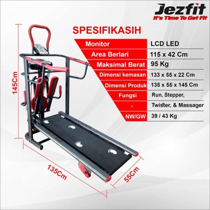 Jual Peralatan Fitness Manual Treadmill 6 Fungsi Alat Fitness Treadmill ...