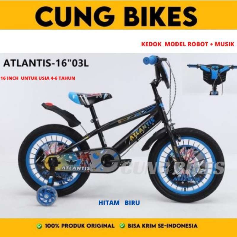 Jual Sepeda anak laki-laki 16 Inch Atlantis transformers+musik - Hitam ...