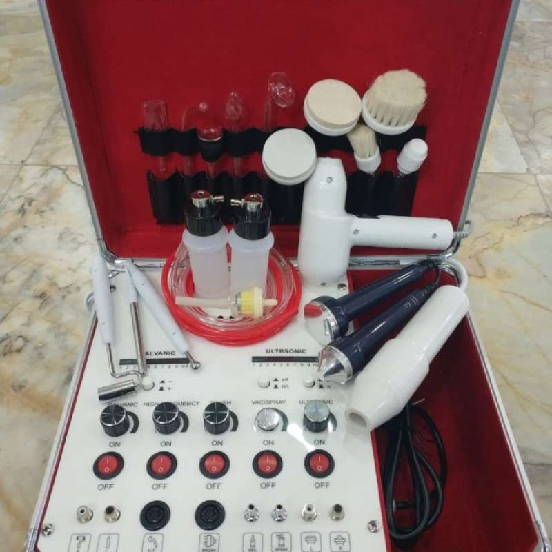 Jual 6 in 1 Box alat facial galvanic ultrasound vacum spray brush ...