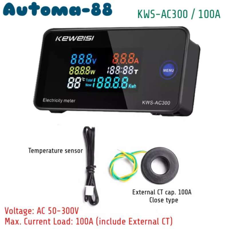 Jual Keweisi Kws Ac300 100a Ac 50-300v Watt Volt Ampere Kwh Energy ...