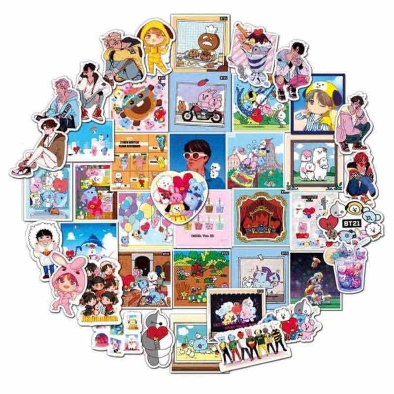 Jual Sticker BTS BT21 50pcs di Seller Toko Khuek - Krendang, Kota ...