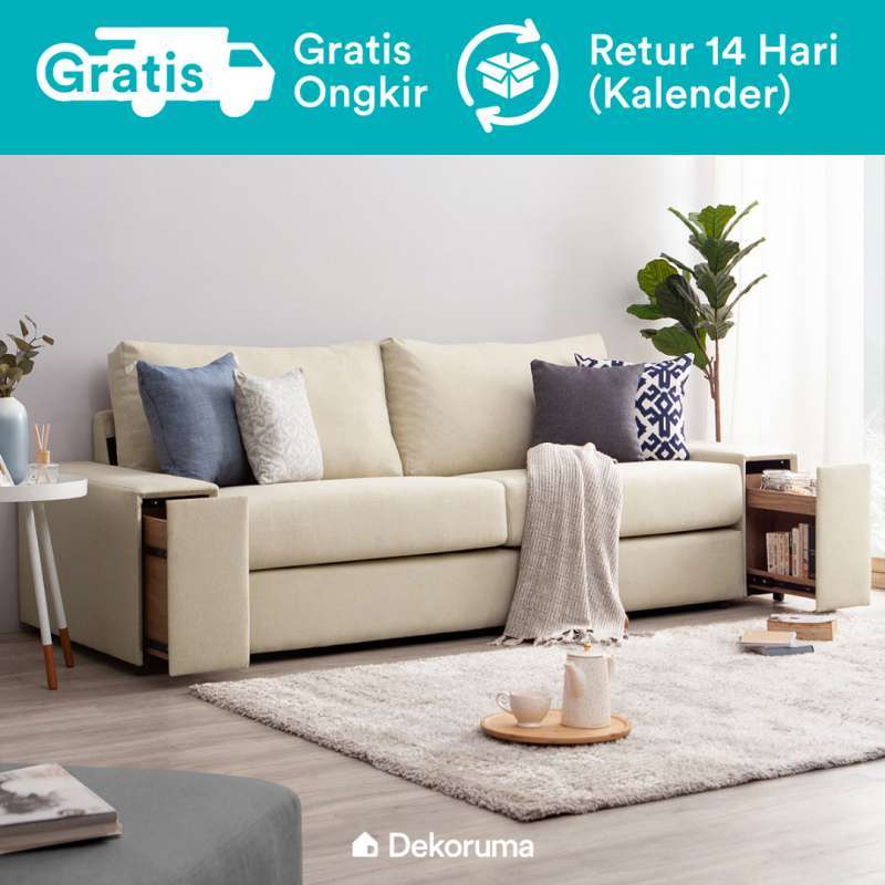 Promo Dekoruma Michio Sofa Minimalis 3 Seater Storage Scandinavian ...