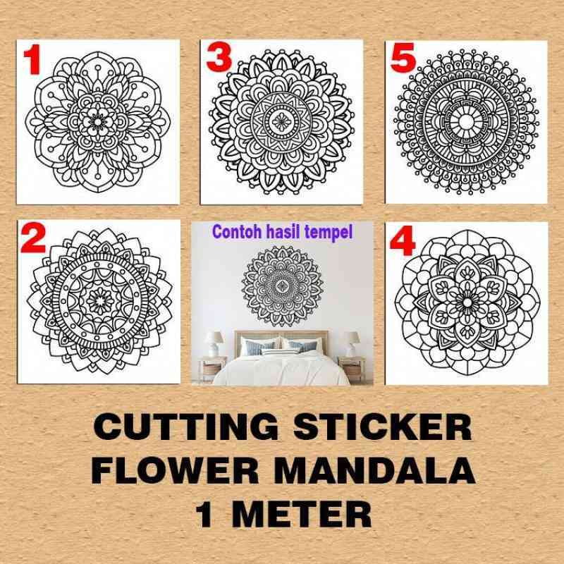 Jual Sticker Dinding Rumah Kamar Cutting Sticker Flower Mandala 1 Meter ...
