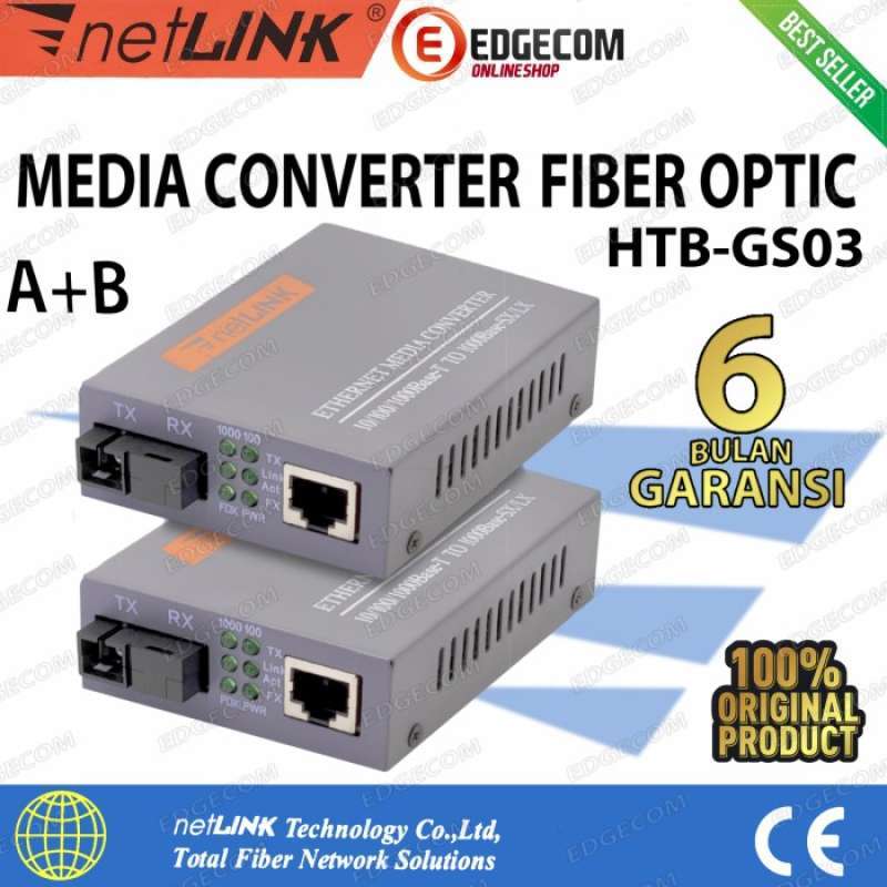 Promo HTB-GS-03 A+B Gigabit Ethernet Media Converter FO NETLINK ...
