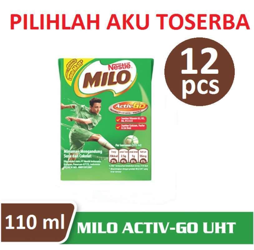 Promo Susu Milo Kotak Coklat ACTIVE GO UHT - ukuran 115 ml MENJADI 110 ...