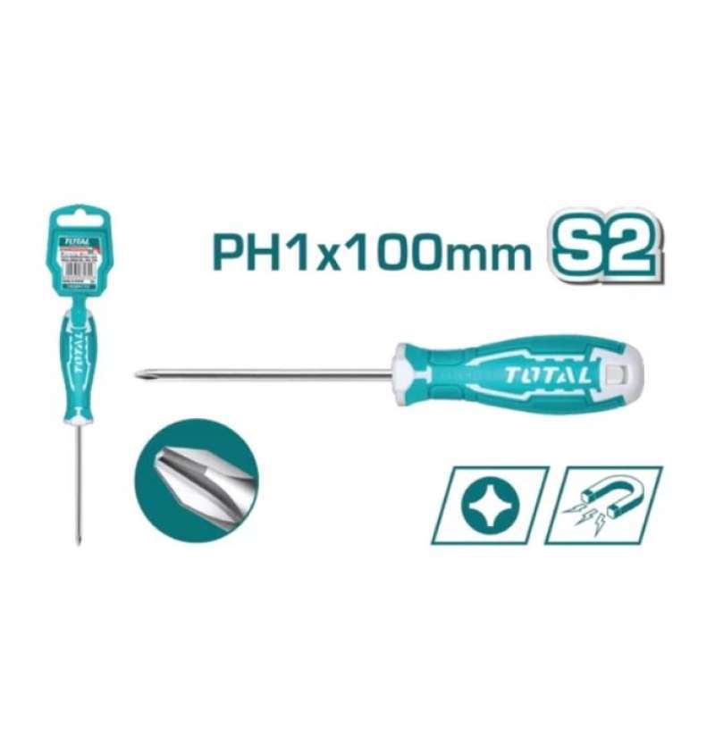 Jual Obeng Plus Total Tht26ph1100 S2 Slotted Screwdriver Magnet Gagang ...